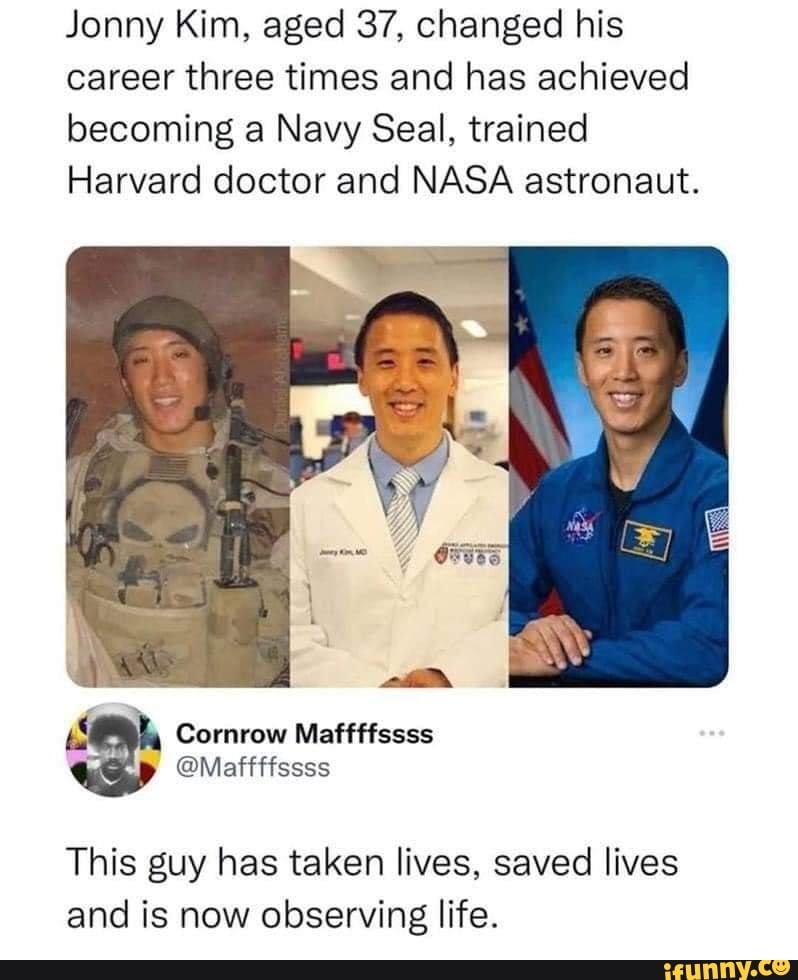 Jonny Kim, aged 37, changed his career three times and has achieved ...