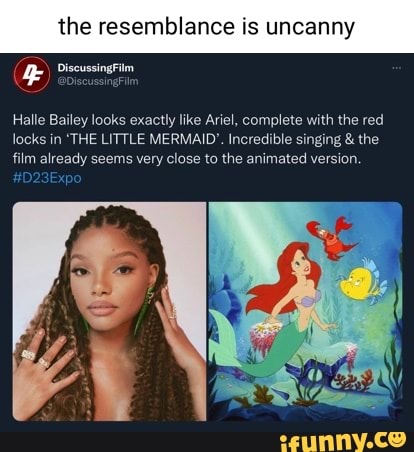 He resemblance is uncanny Discussing Halle Bailey looks exactly like Ariel, complete with the ...