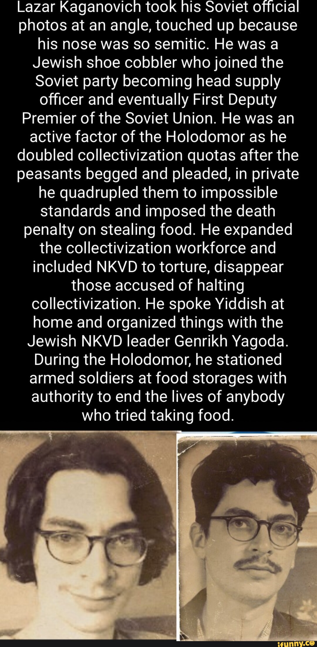 Lazar Kaganovicn took his Soviet official photos at an angle, touched ...