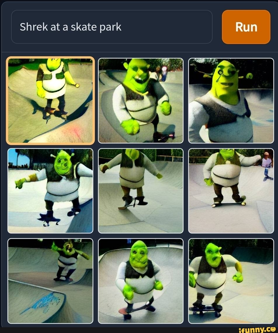 Shrek at a skate park Run - iFunny