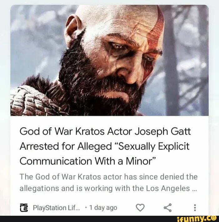 God of War Kratos Actor Joseph Gatt Arrested for Alleged "Sexually ...