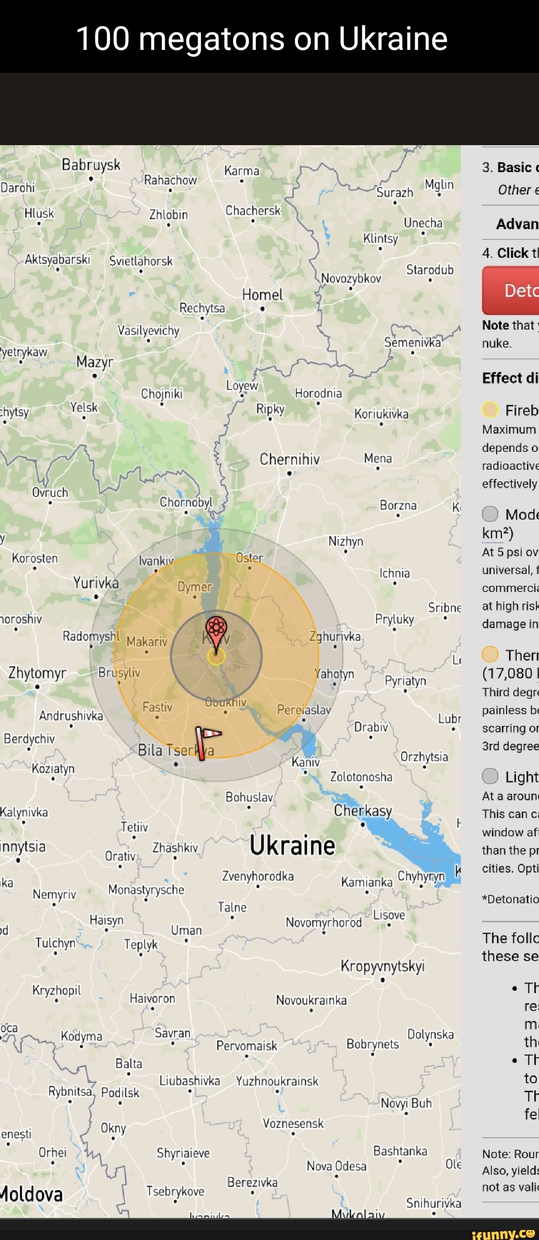 100 megatons on Ukraine Babruysk Hlusk Rara . Unecha Klintsy Starodub ...
