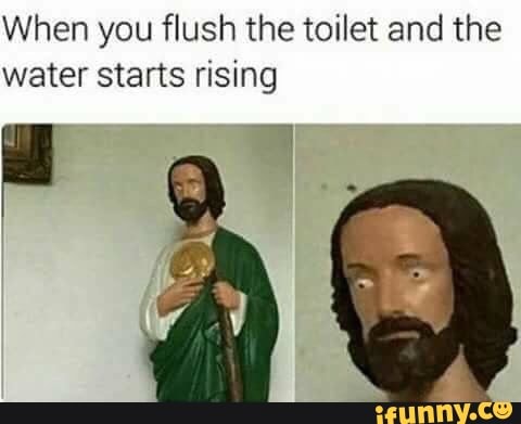 When you flush the toilet and the water starts rising - iFunny