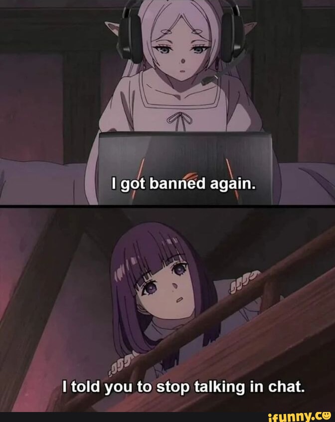 I got banned again. I told you to stop talking in chat. - iFunny