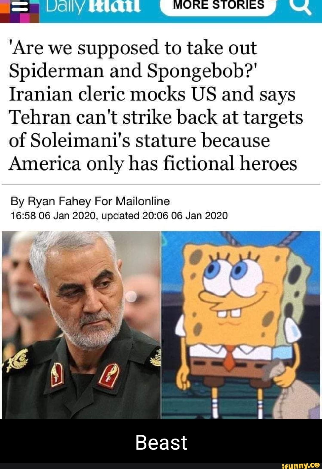 'Are we supposed to take out Spiderman and Spongebob?' Iranian cleric ...