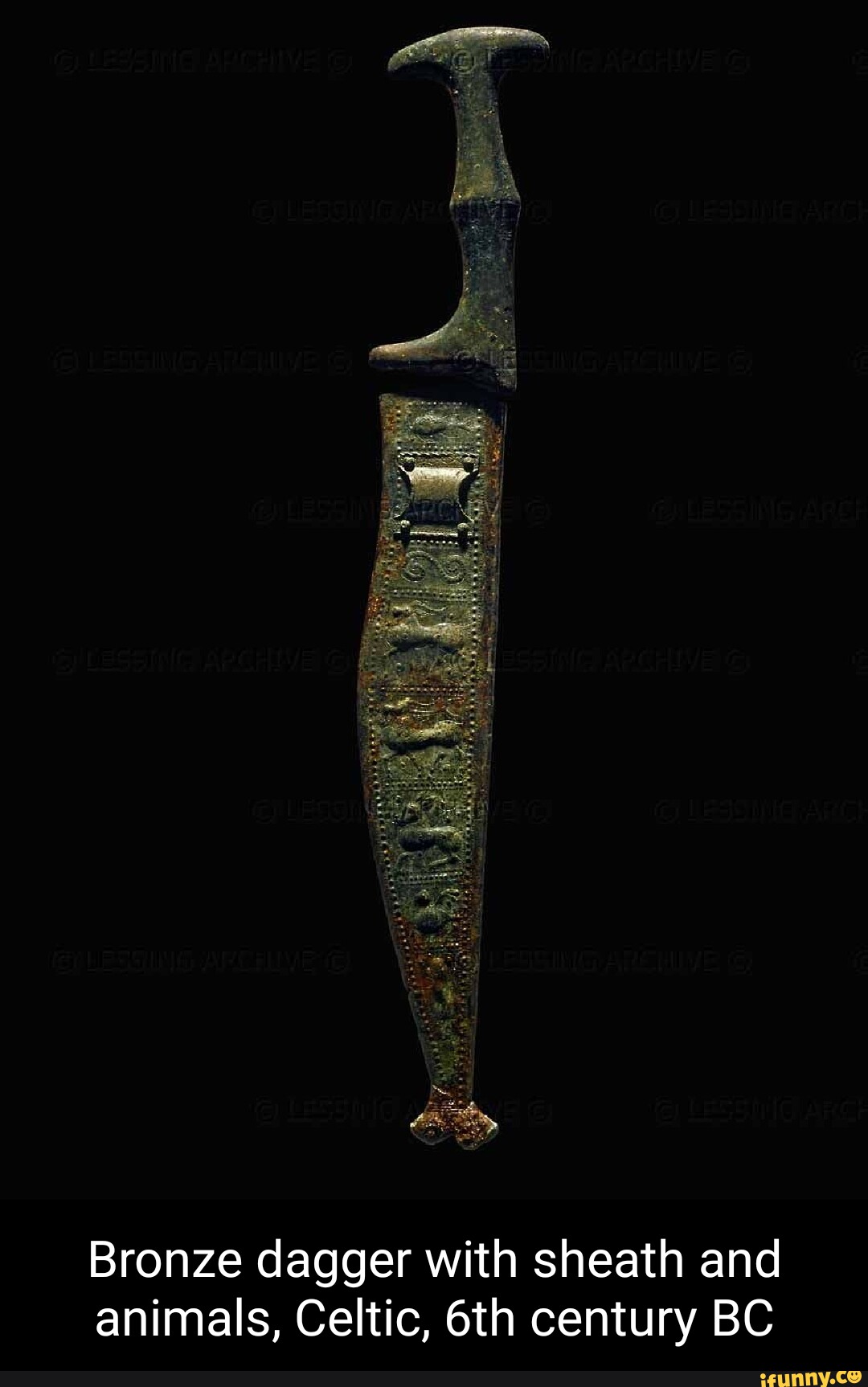 Bronze dagger with sheath and animals, Celtic, century BC - iFunny