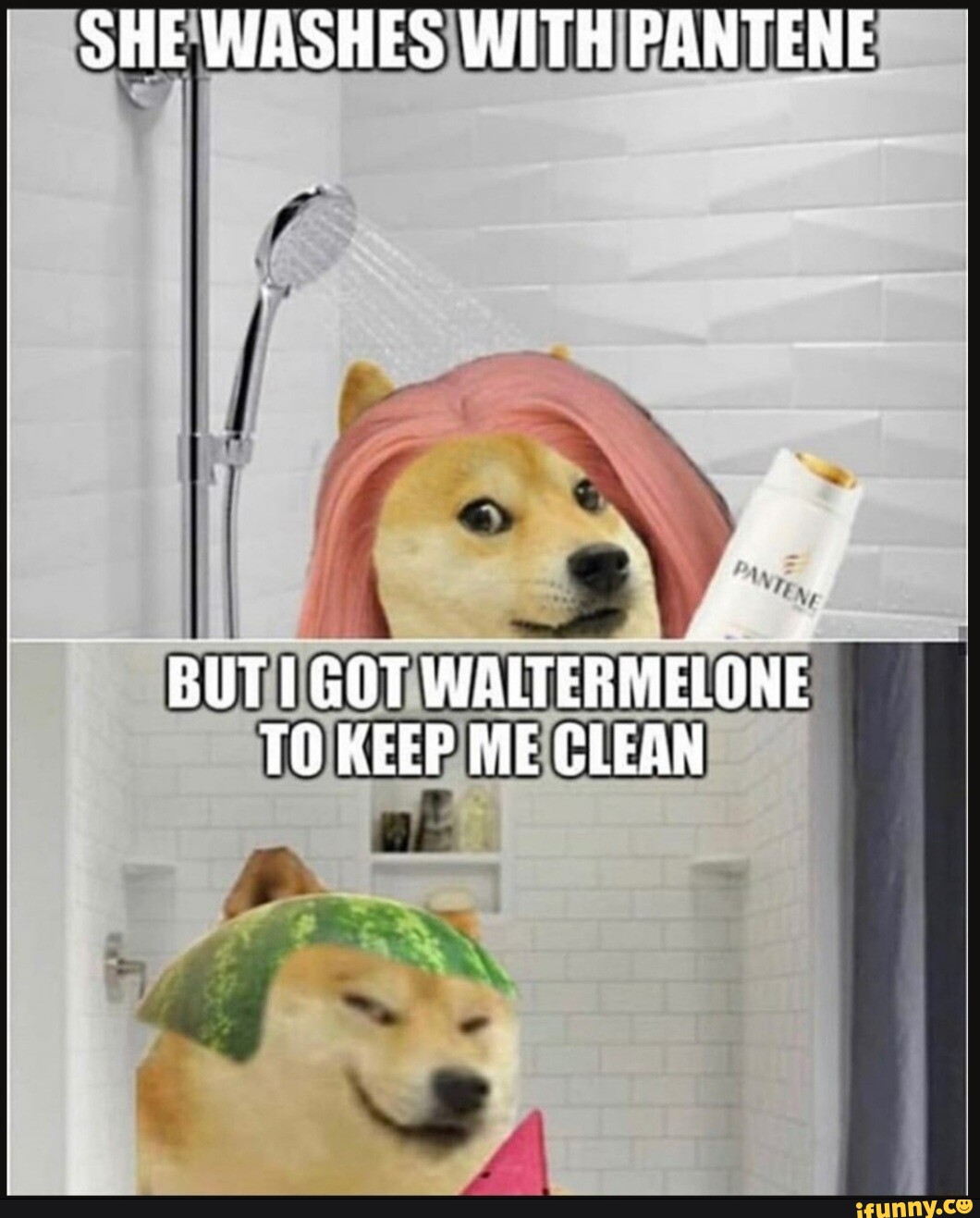 SHE WASHES WITH PANTENE BUT I GOT WALTERMELONE TO KEEP ME CLEAN - iFunny