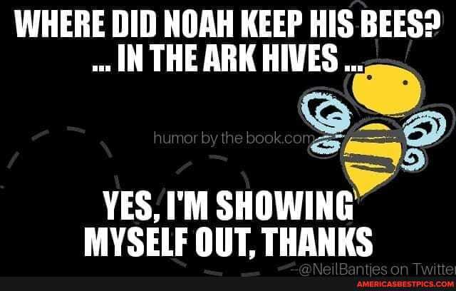 WHERE DID NOAH KEEP HIS BEES? . IN THE ARK HIVES YES, I'M SHOWING ...