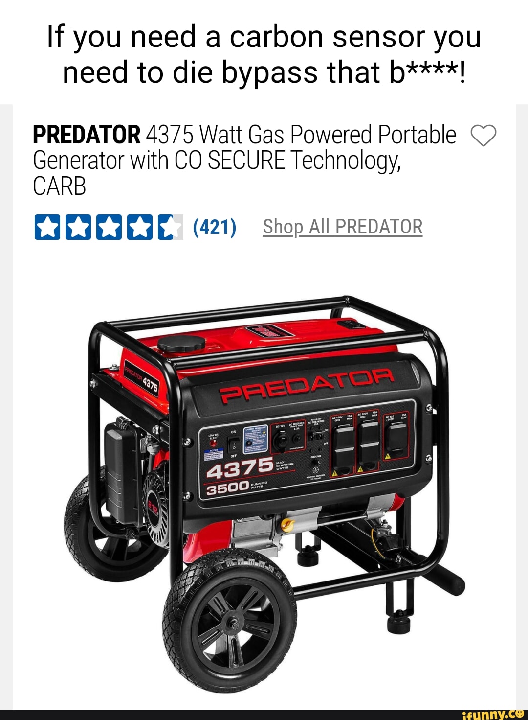 If you need a carbon sensor you need to die bypass that b****! PREDATOR ...