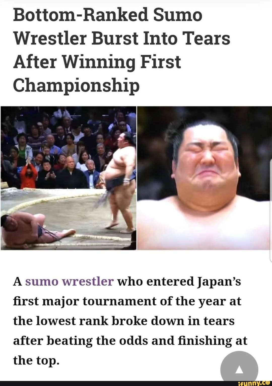 Bottom-Ranked Sumo Wrestler Burst Into Tears After Winning First ...