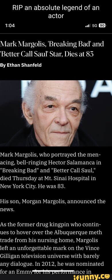 RIP an absolute legend of an actor al 56 Mark Margolis, 'Breaking Bad ...