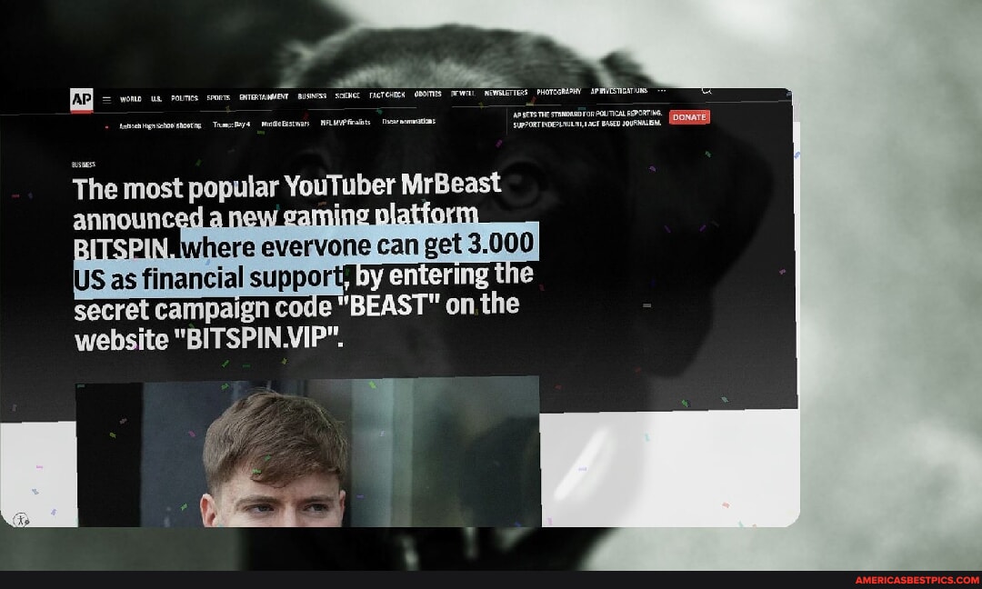 The most popular YouTuber MrBeast US as financial support, by entering ...