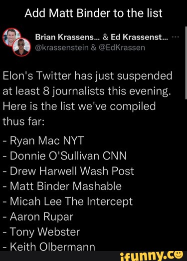 Add Matt Binder to the list Brian Krassens... & Ed Krassenst ...