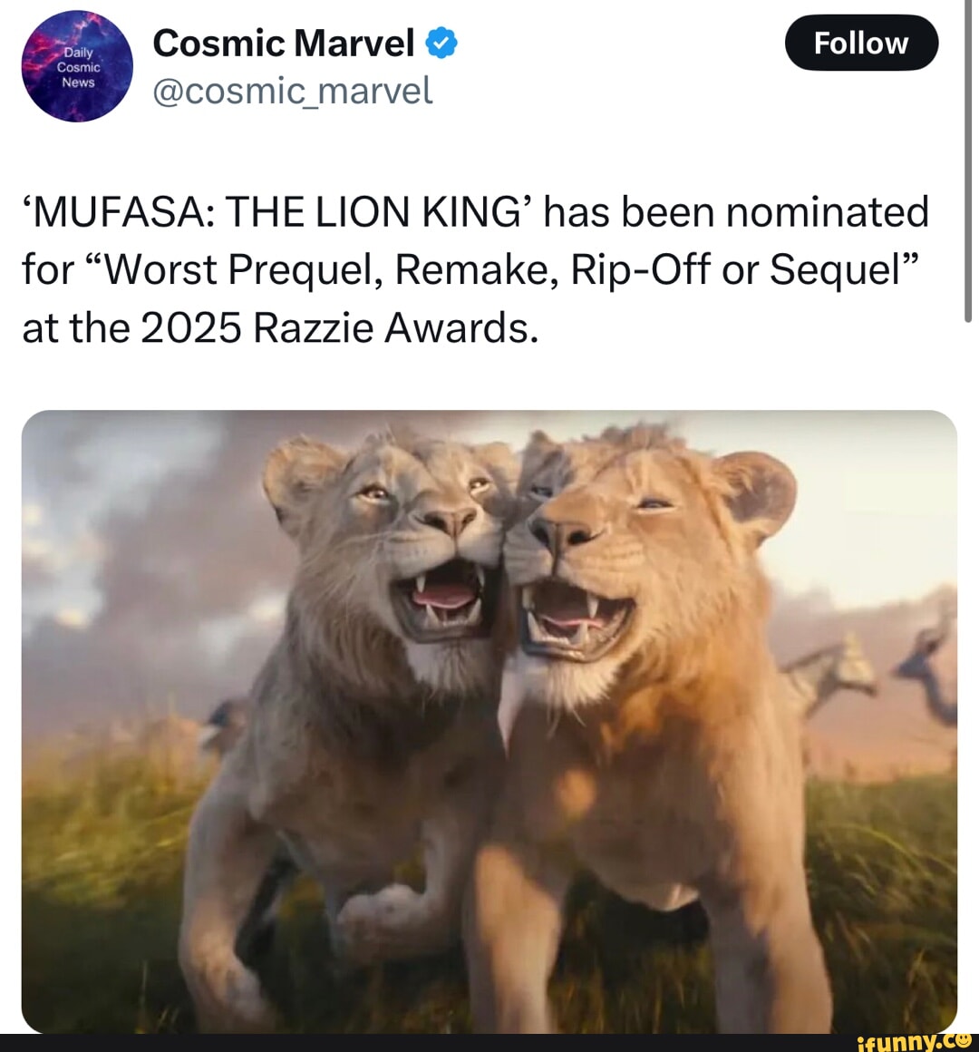 Cosmic Marvel @ Follow @cosmic_ _marvel "'MUFASA: THE LION KING' has ...