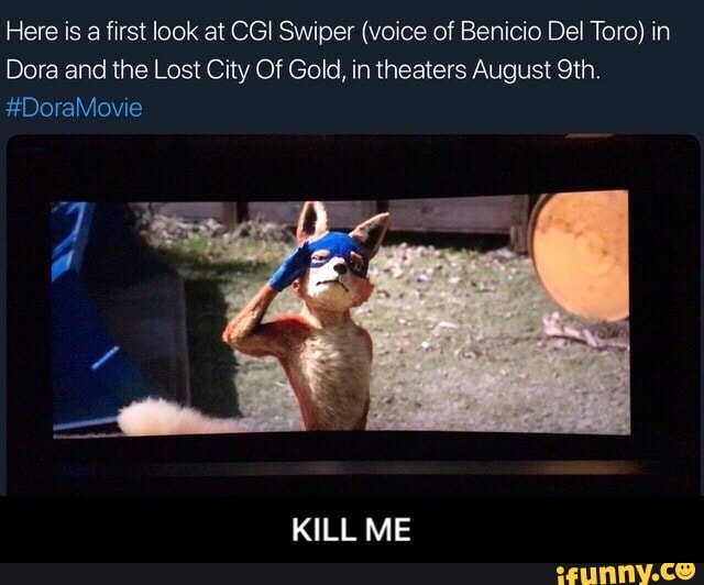 Here is a first look at CGI Swiper (voice of Benicio Del Toro) in Dora ...