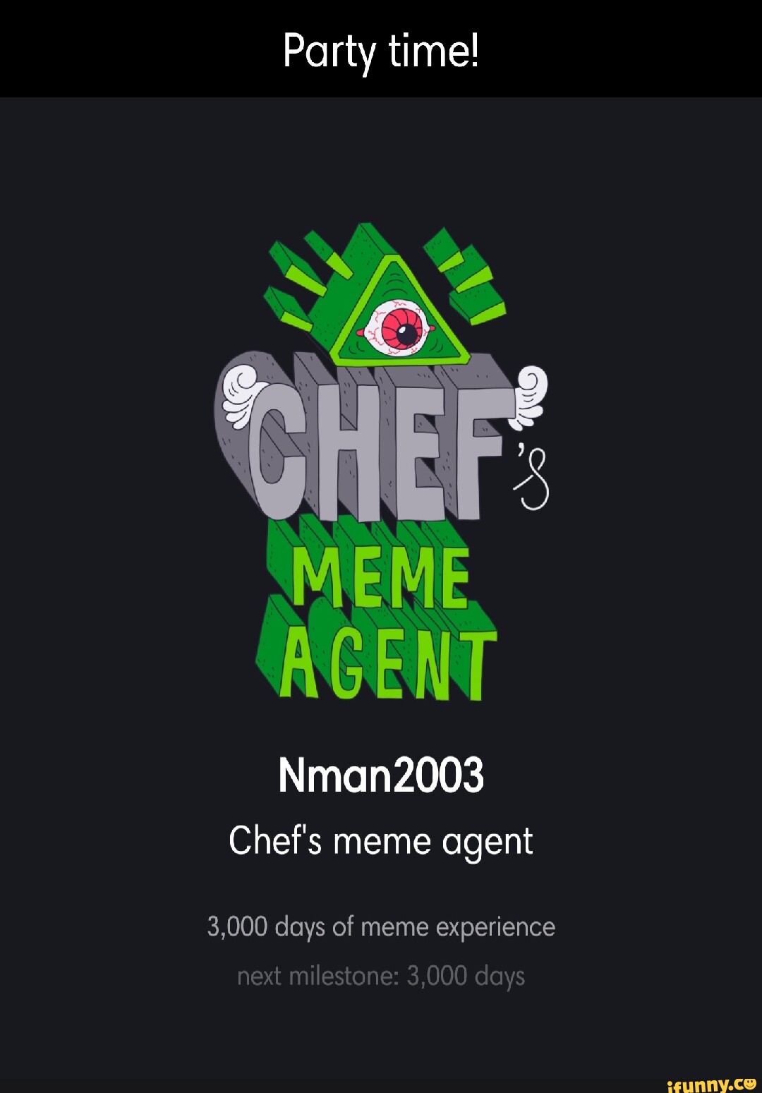 Party time! 'MEME Na Chef's meme agent 3,000 days of meme experience ...
