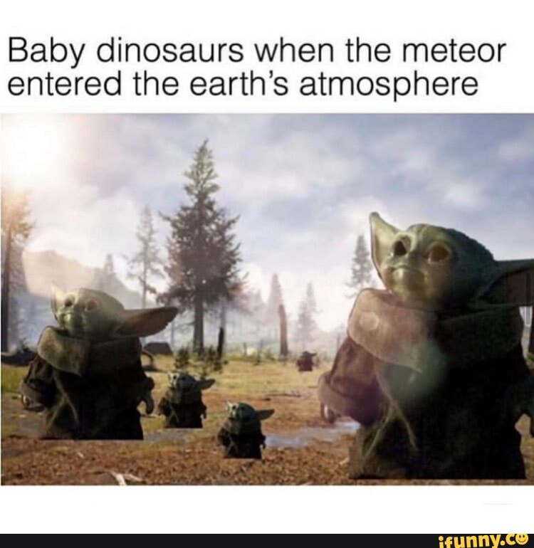 Baby dinosaurs when the meteor entered the earth's atmosphere - iFunny
