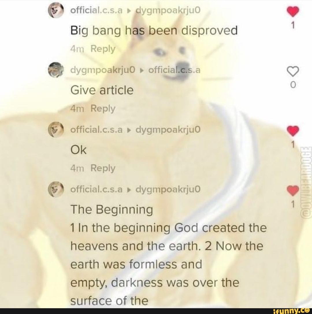 Official.c.s.a " dygmpoakrjuO Big bang has been disproved Reply ...