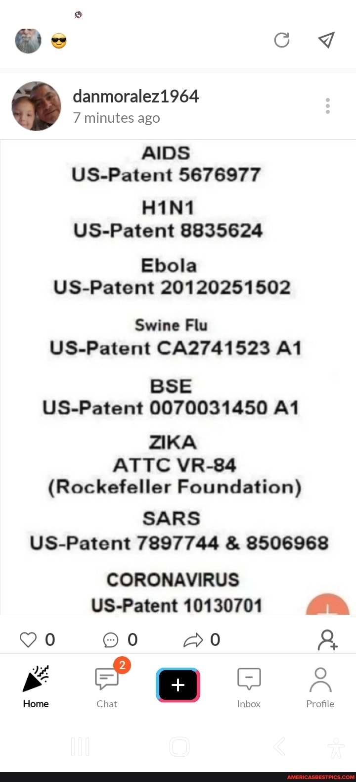 Danmoralez1964 7 minutes ago AIDS US-Patent 5676977 H1N1 US-Patent ...