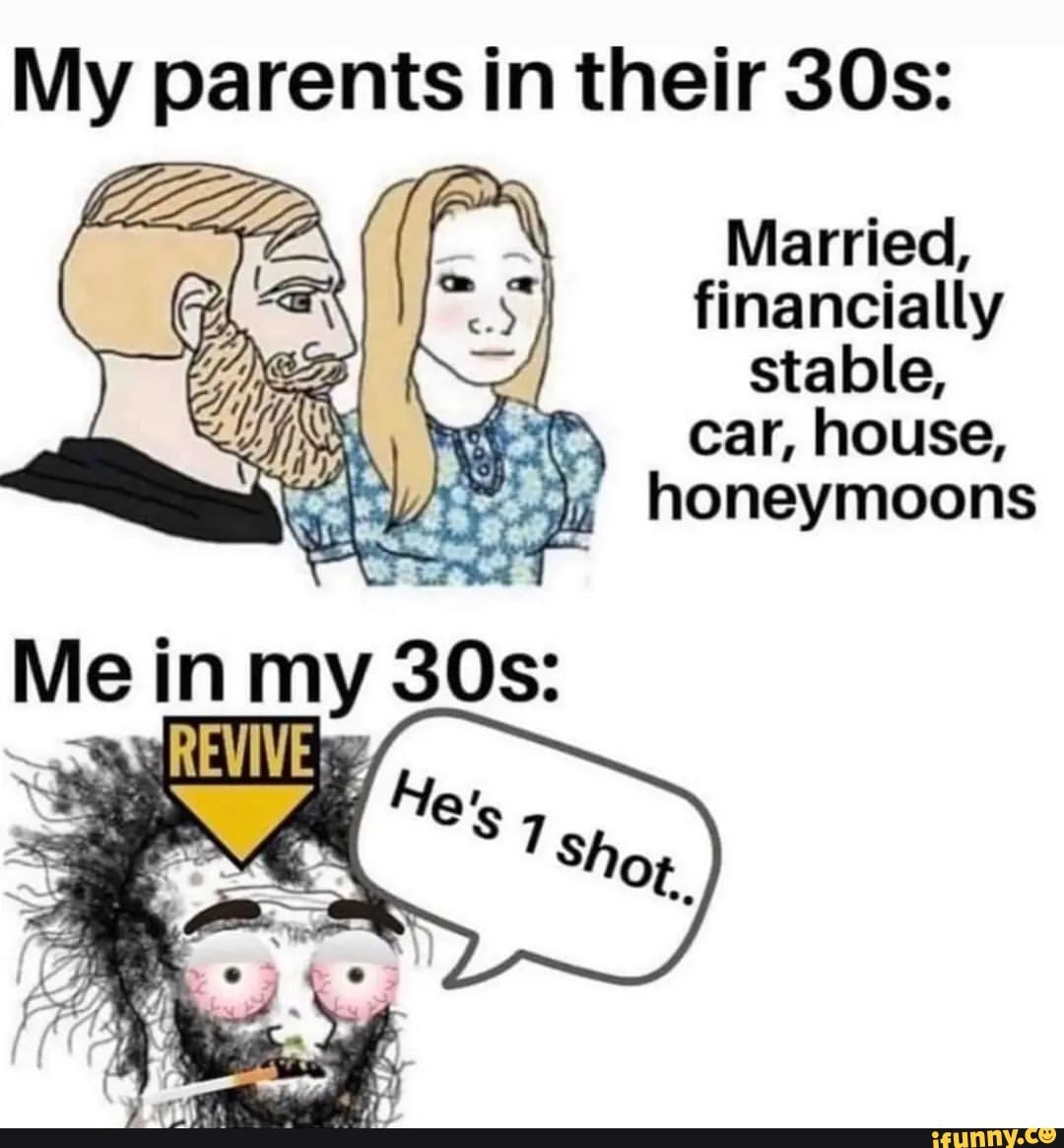 My parents in their Married, financially stable, car, house, honeymoons ...