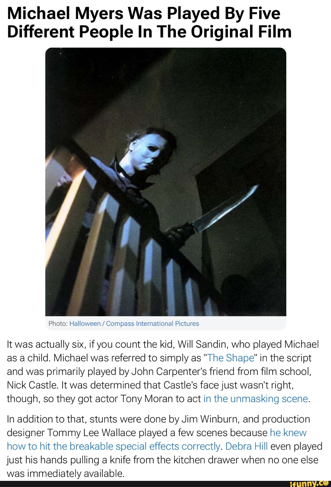 Michael Myers Was Played By Five Different People In The Original Film ...