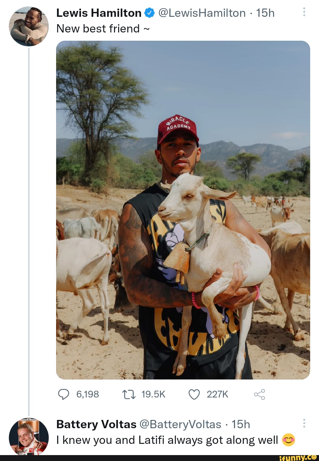 Lewis Hamilton @ @LewisHamilton - New best friend ~ Battery Voltas ...