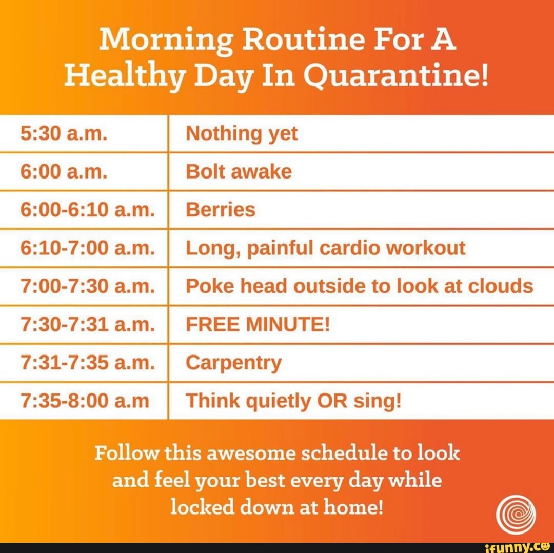 Morning Routine For A Healthy Day In Quarantine! 5:30 a.m. Nothing yet ...