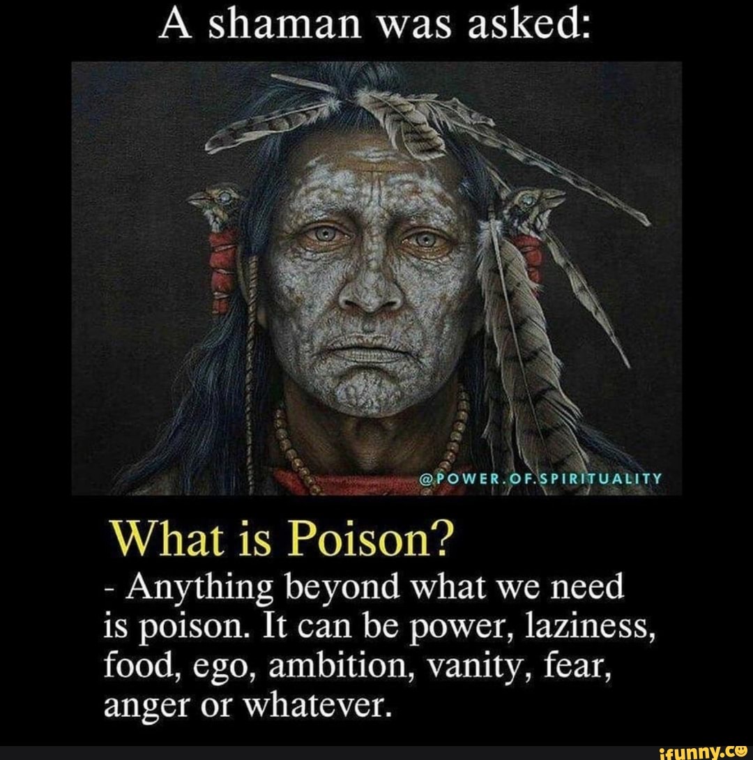 A shaman was asked: AL What is Poison? Anything beyond what we need is ...