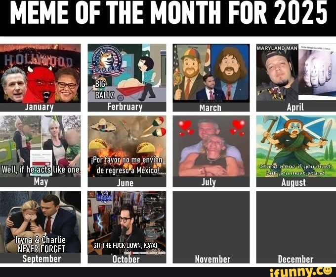 MEME OF THE MONTH FOR 2025 I II iar ch June July iryua Chatlie SIT,THE ...
