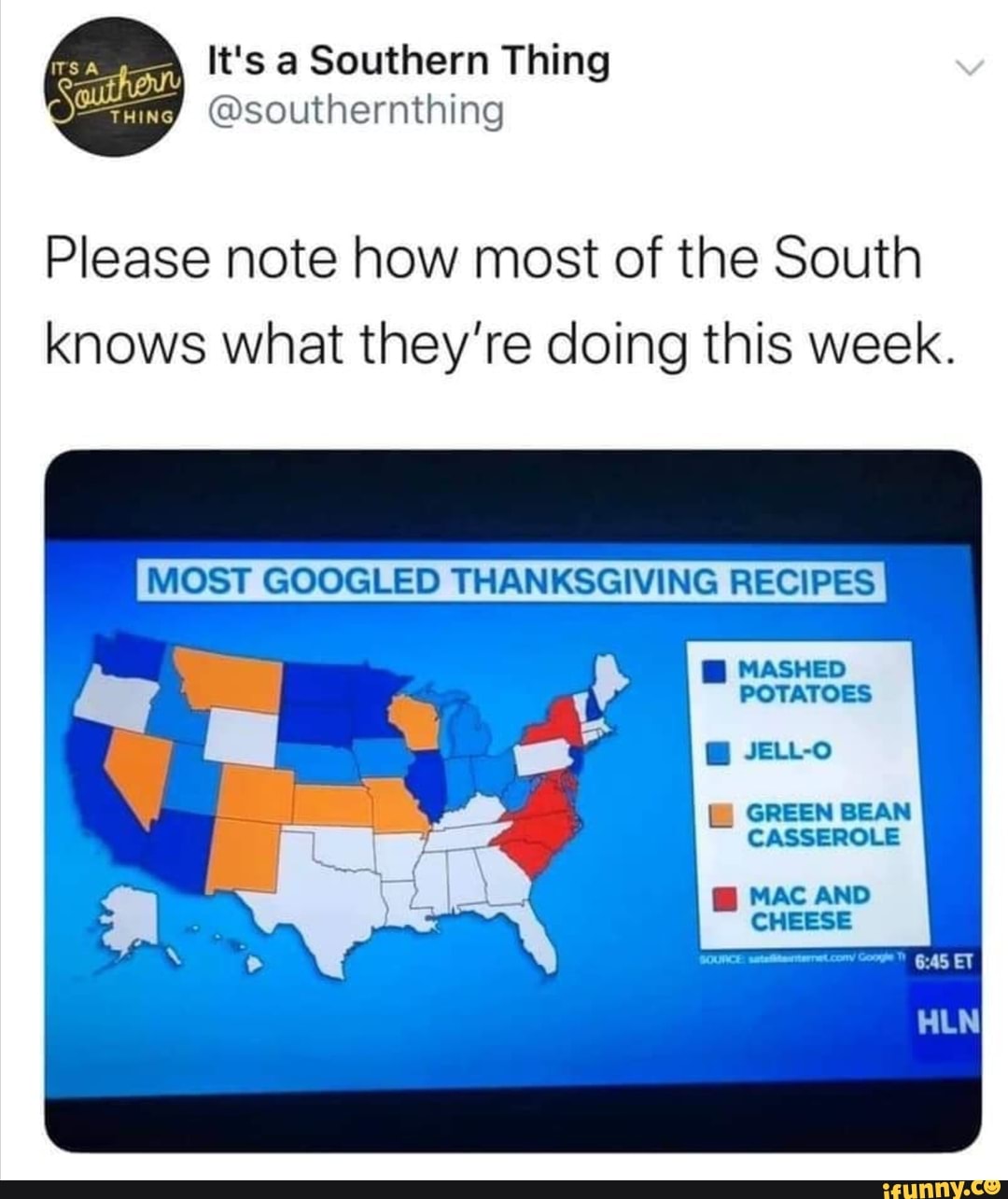It's Southern Thing ~@southernthing Please note how most of the South ...
