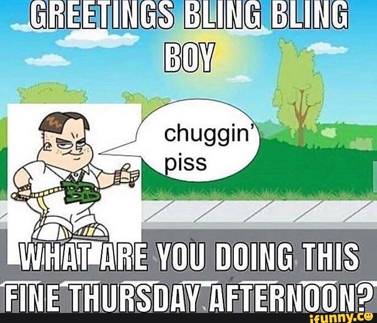 GREETINGS BLING BLING BOY WHATARE YOU DOING THIS - iFunny