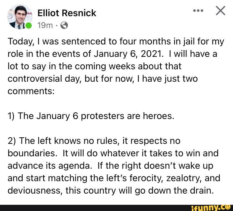 Elliot Resnick XX Today, I was sentenced to four months in jail for my ...