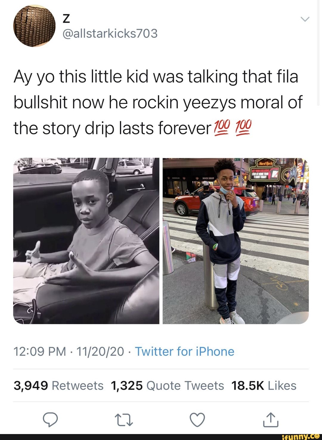 Ay yo this little kid was talking that fila bullshit now he rockin ...