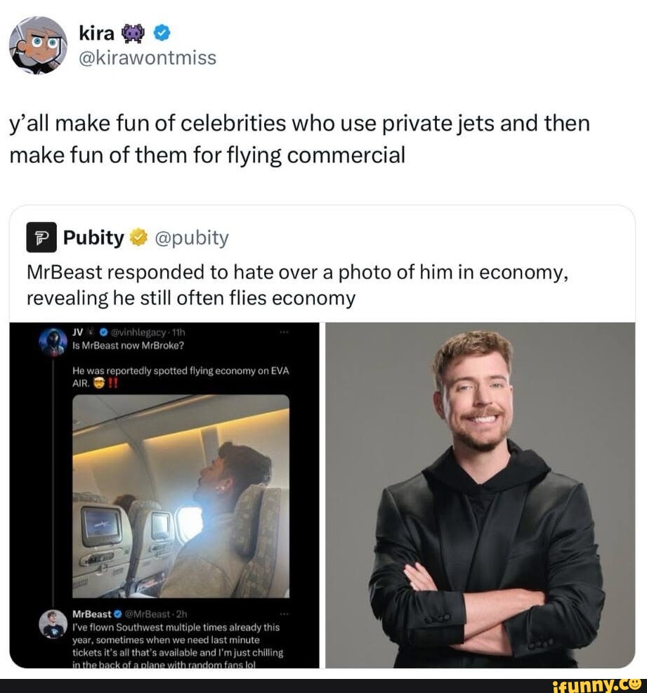 Kira @kirawontmiss y'all make fun of celebrities who use private jets ...