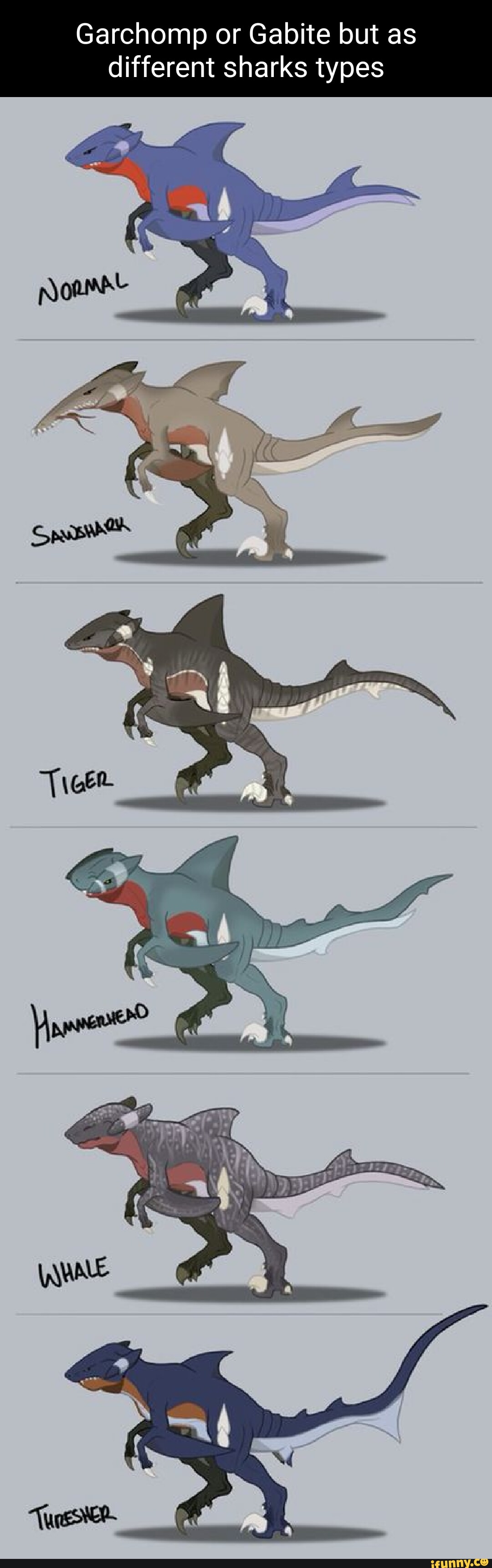 Garchomp or Gabite but as different sharks types - iFunny