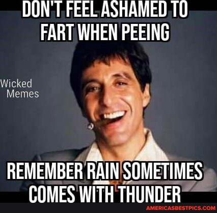 DON'T FEEL ASHAMED TO FART WHEN PEEING Wicked Memes REMEMBER RAIN SOMETIMES, COMES WITH THUNDER ...
