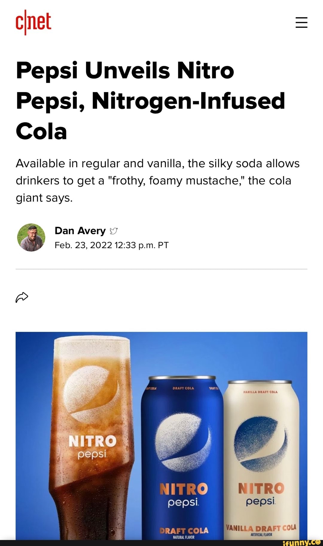 Pepsi Unveils Nitro Pepsi, Nitrogen-Infused Cola Available in regular ...