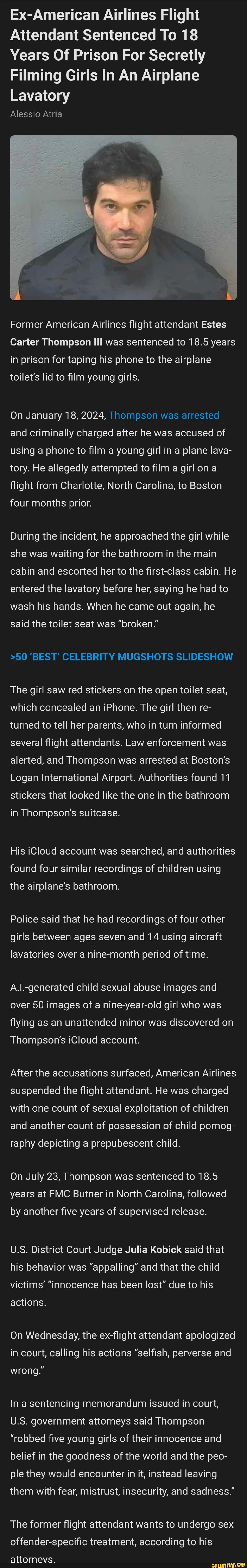 Ex-American Airlines Flight Attendant Sentenced To 18 Years Of Prison ...