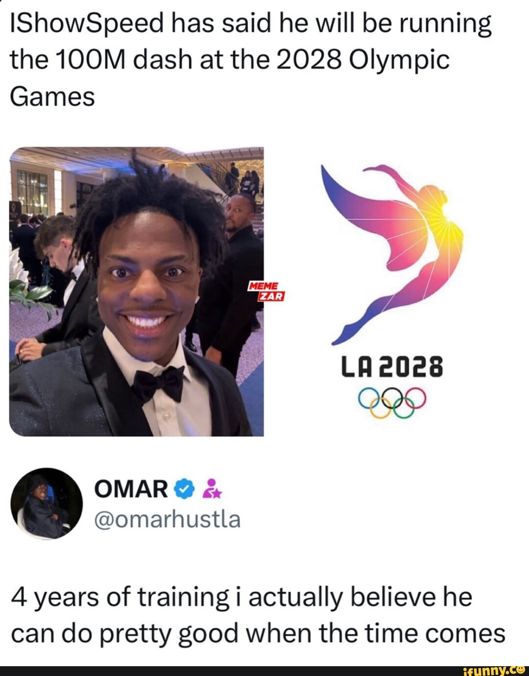 'IShowS peed has said he will be running the 100M dash at the 2028 ...