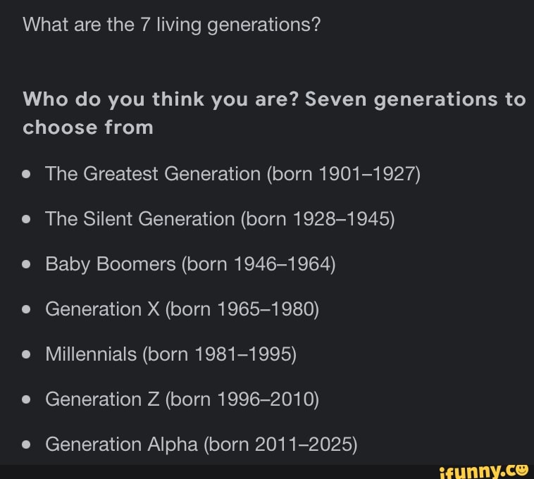 What are the 7 living generations? Who do you think you are? Seven ...