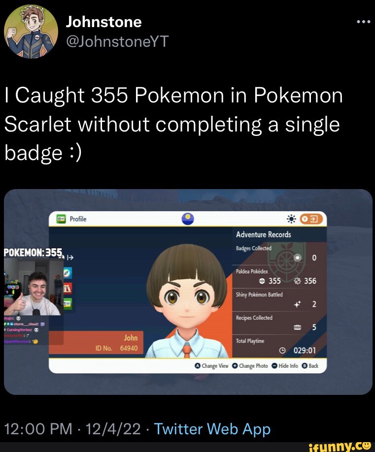 Johnstone YY @JohnstoneYT I Caught 355 Pokemon in Pokemon Scarlet ...