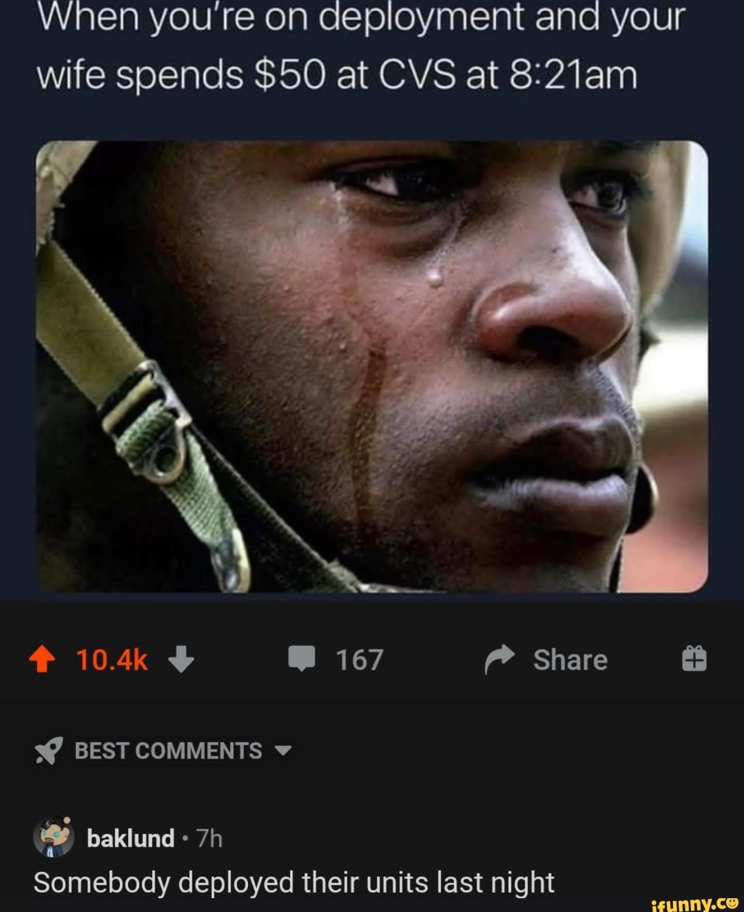 When you re on deployment and your wife spends $50 at CVS at 10.4k 167 ...