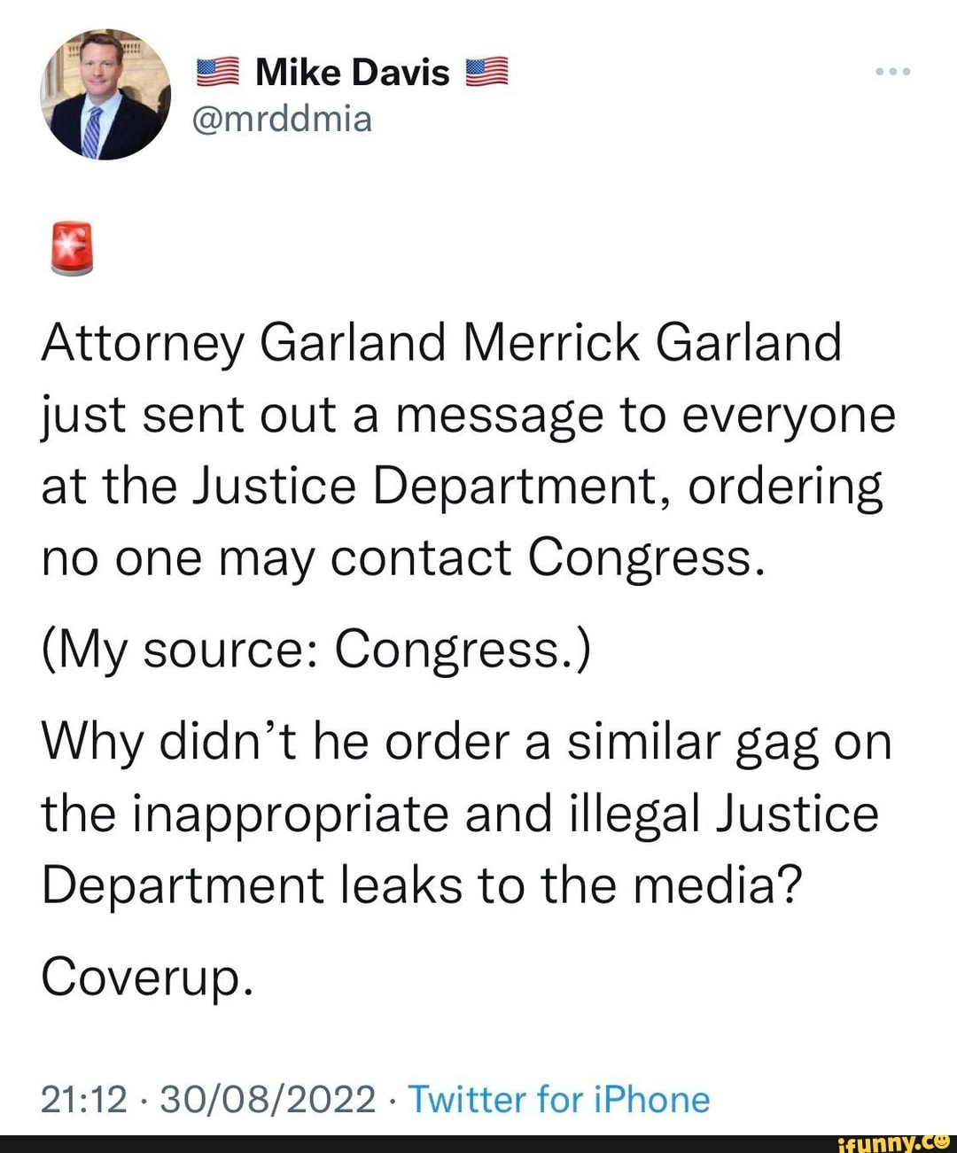 (Mike Davis @mrddmia Attorney Garland Merrick Garland just sent out a ...