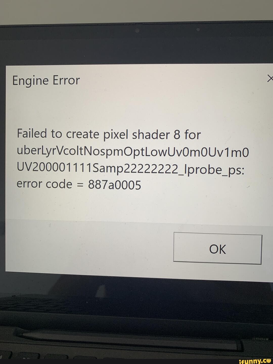 Engine Error Failed to create pixel shader 8 for uberLyrVcoltNospmOptLowUvOm0Uv1m0 ...