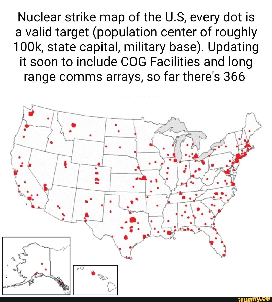 Nuclear strike map of the U.S, every dot is a valid target (population ...
