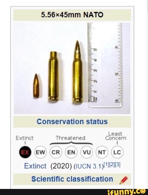 5.56x45mm NATO Conservation status Least Extinct Threatened Concern 1 ...