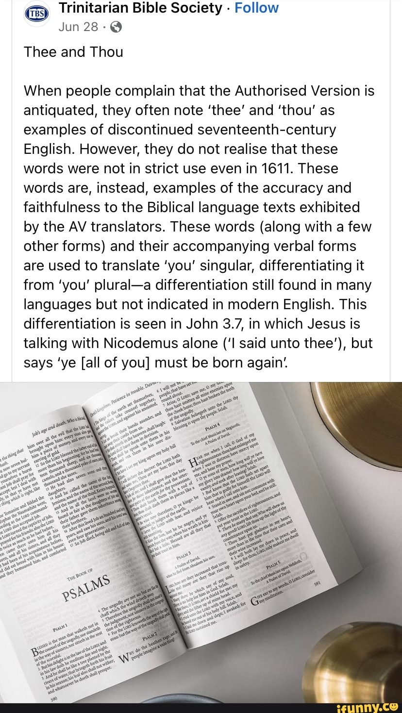 Trinitarian Bible Society - Follow Jun 28 Thee and Thou When people ...