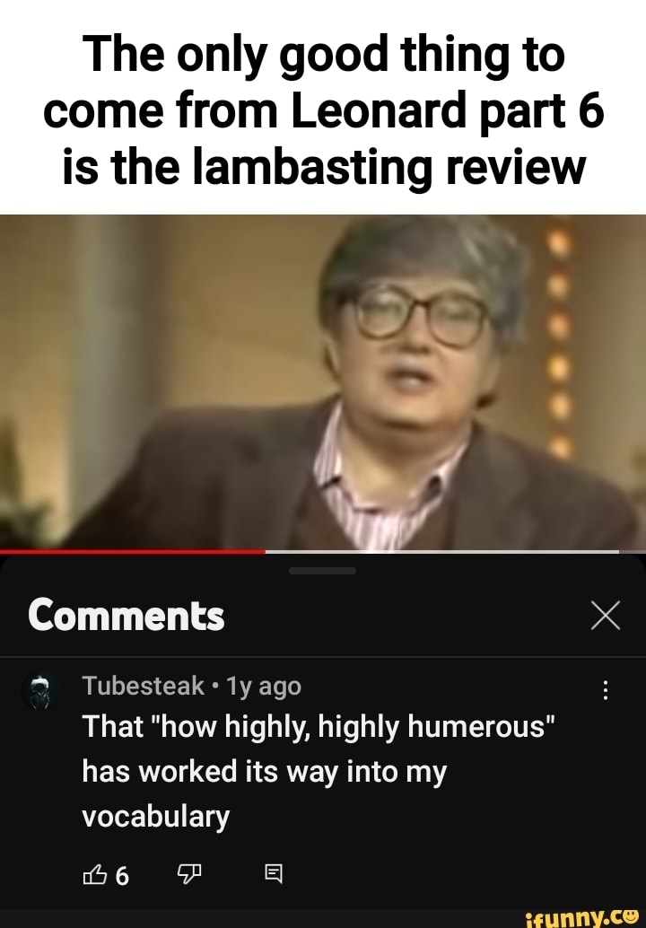 The only good thing to come from Leonard part 6 is the lambasting ...