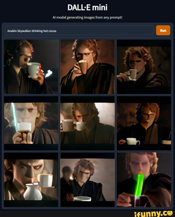 DALLE mini model generating images from any prompt! 'Anakin Skywalker ...