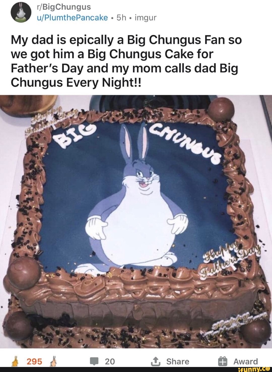 My dad is epically a Big Chungus Fan so we got him a Big Chungus Cake ...